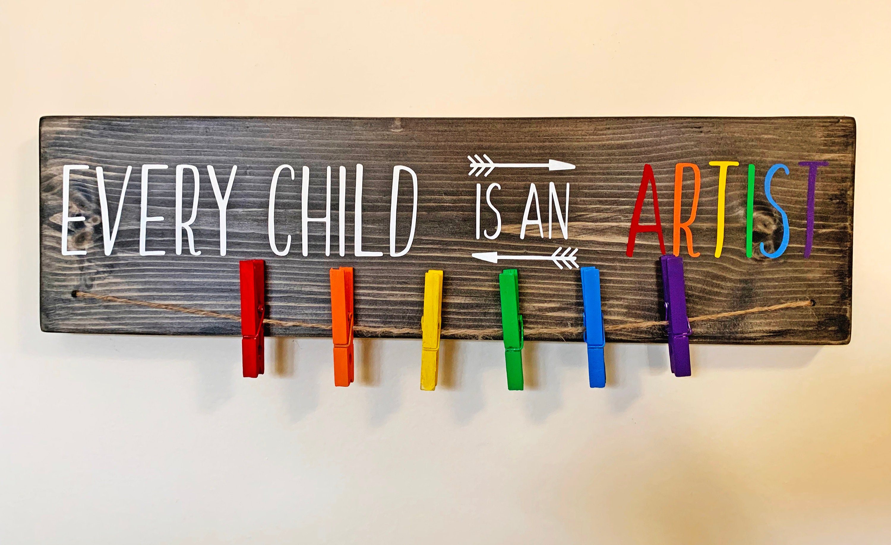 Every Child is an Artist Handmade 5 X 20 Wood Sign/ Kids Artwork ...