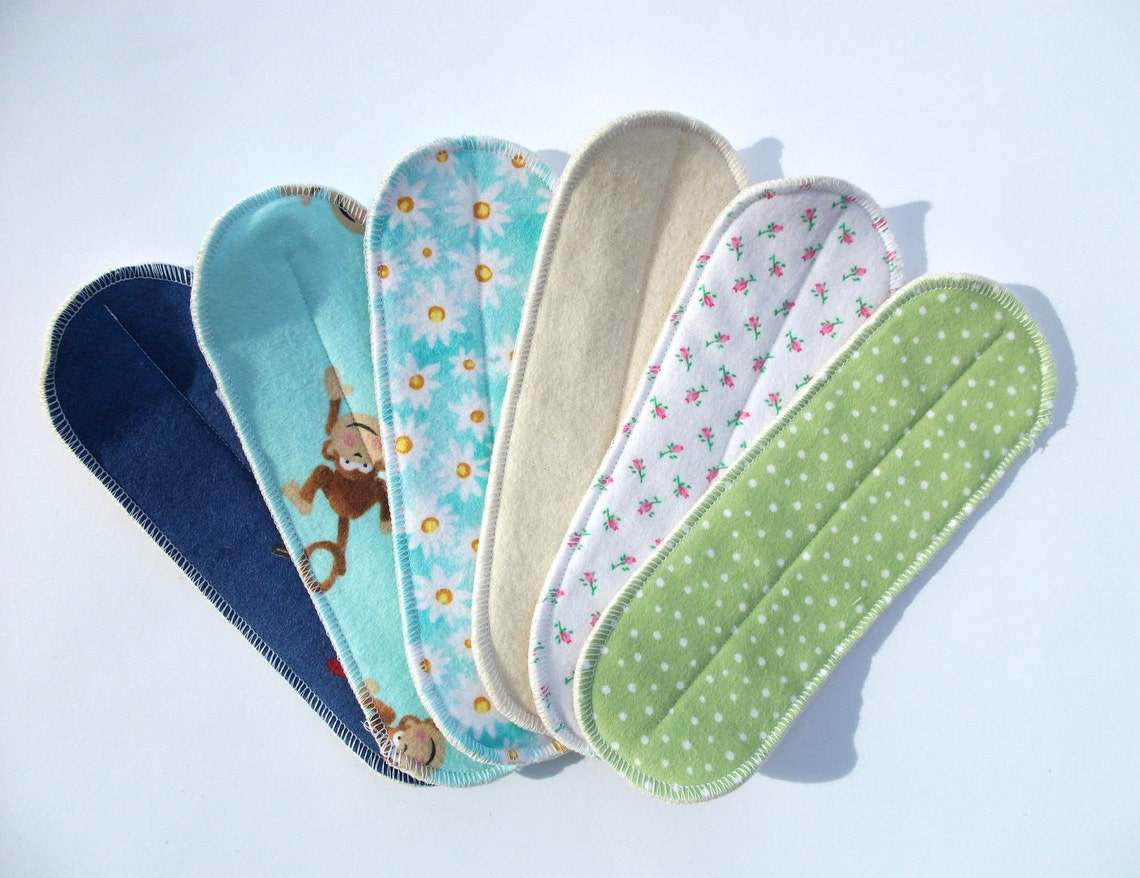 Set of 6 Medium Flow Reusable Cloth Menstrual Wingless Pads | Etsy
