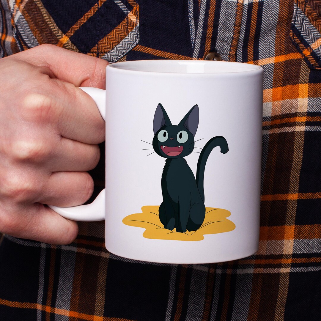 Adorable Jiji Cat Ceramic Mug - Studio Ghibli Inspired - Etsy