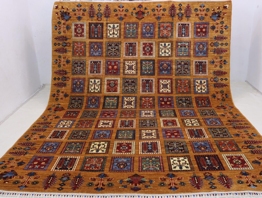 8x10 Ft Afghan Top Quality Handmad Rug ,mirror Design Hand Spun Wool ...