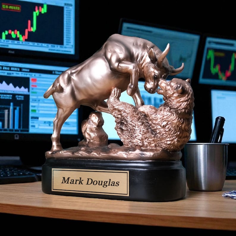 Personalized Bull and Bear Statue | Stock Market Trader Gift | Gift for ...