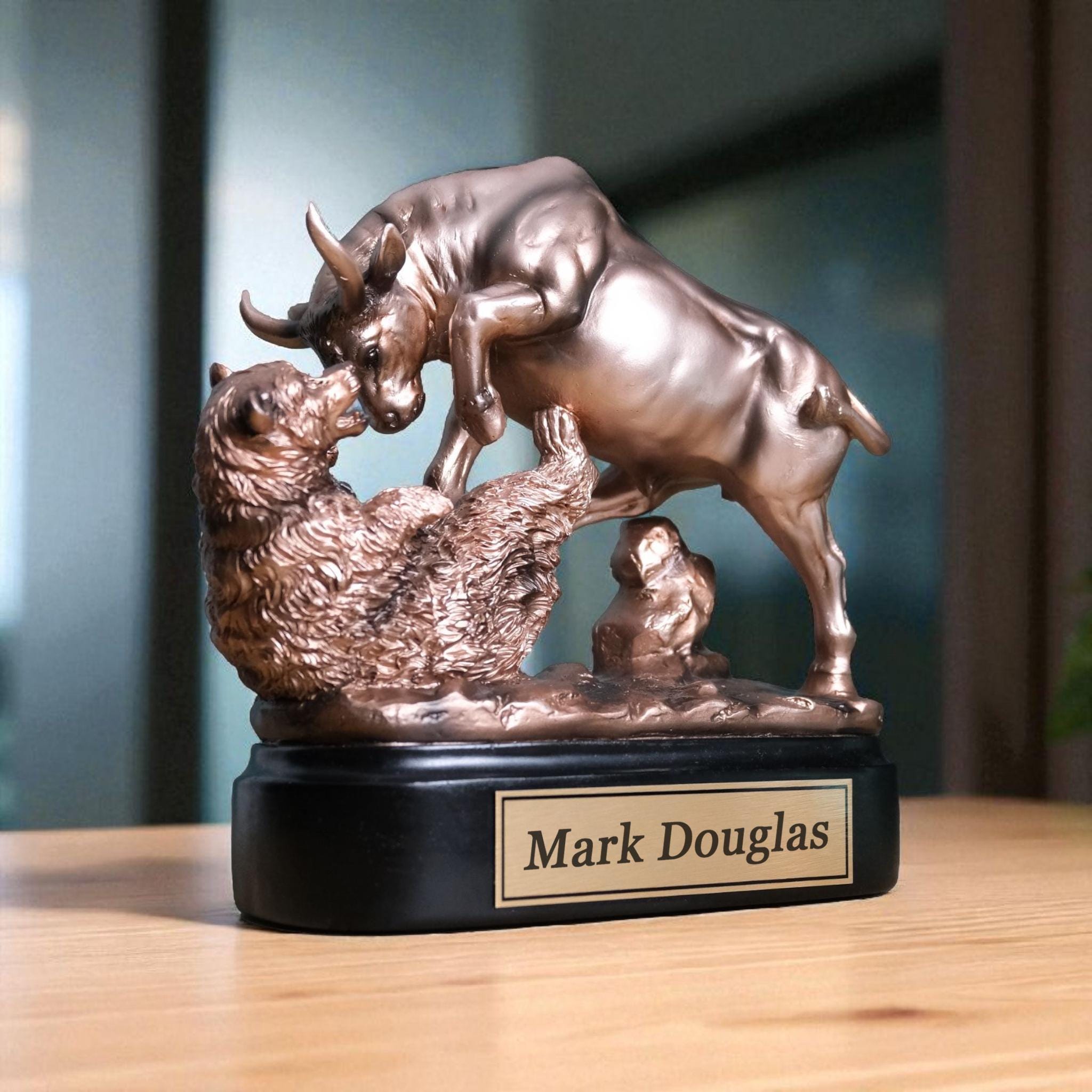 Personalized Bull and Bear Statue | Wall Street Decor | Stock Market ...