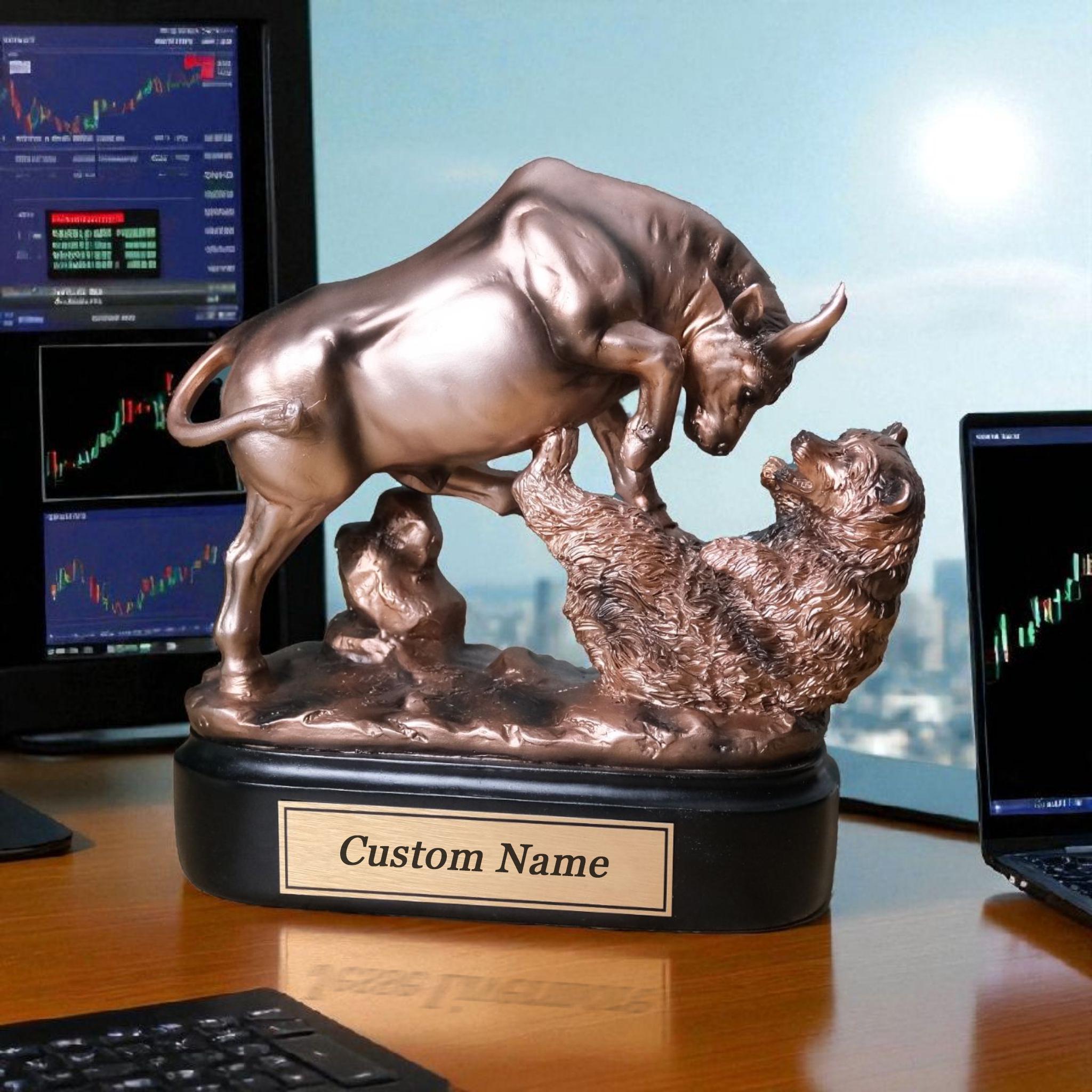 Personalized Bull and Bear Statue | Stock Market Trader Gift | Gift for ...