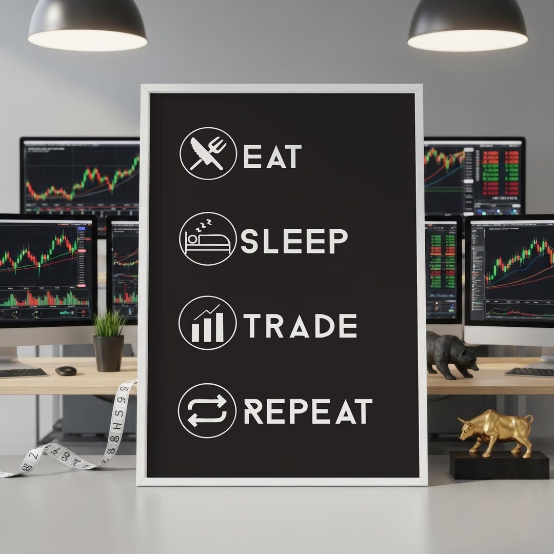Eat Sleep Trade Repeat Poster: Minimalist Office Decor - Etsy