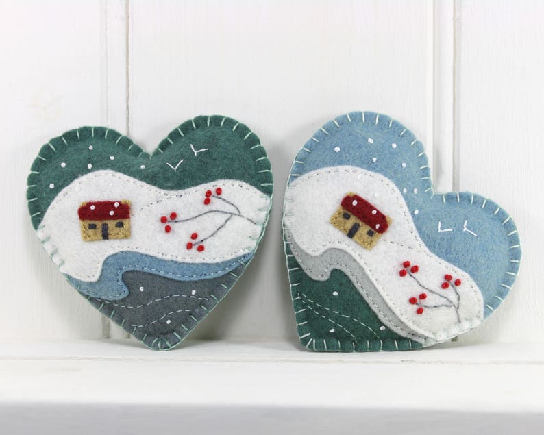 Snow Scene Felt Christmas Ornament Winter landscape Felt | Etsy