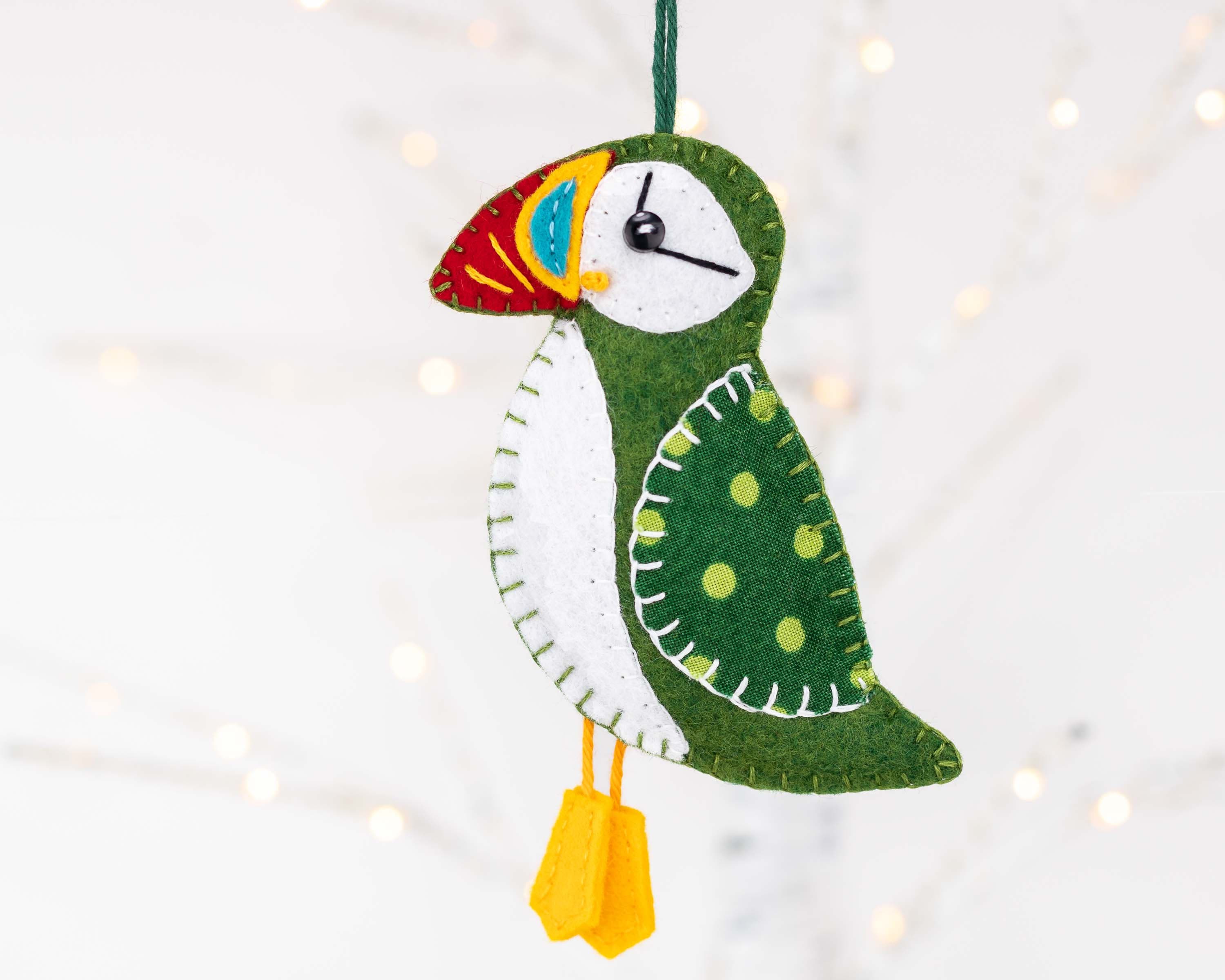 Felt Puffin Ornament, Felt Bird Ornament, Embroidered Puffin Felt ...