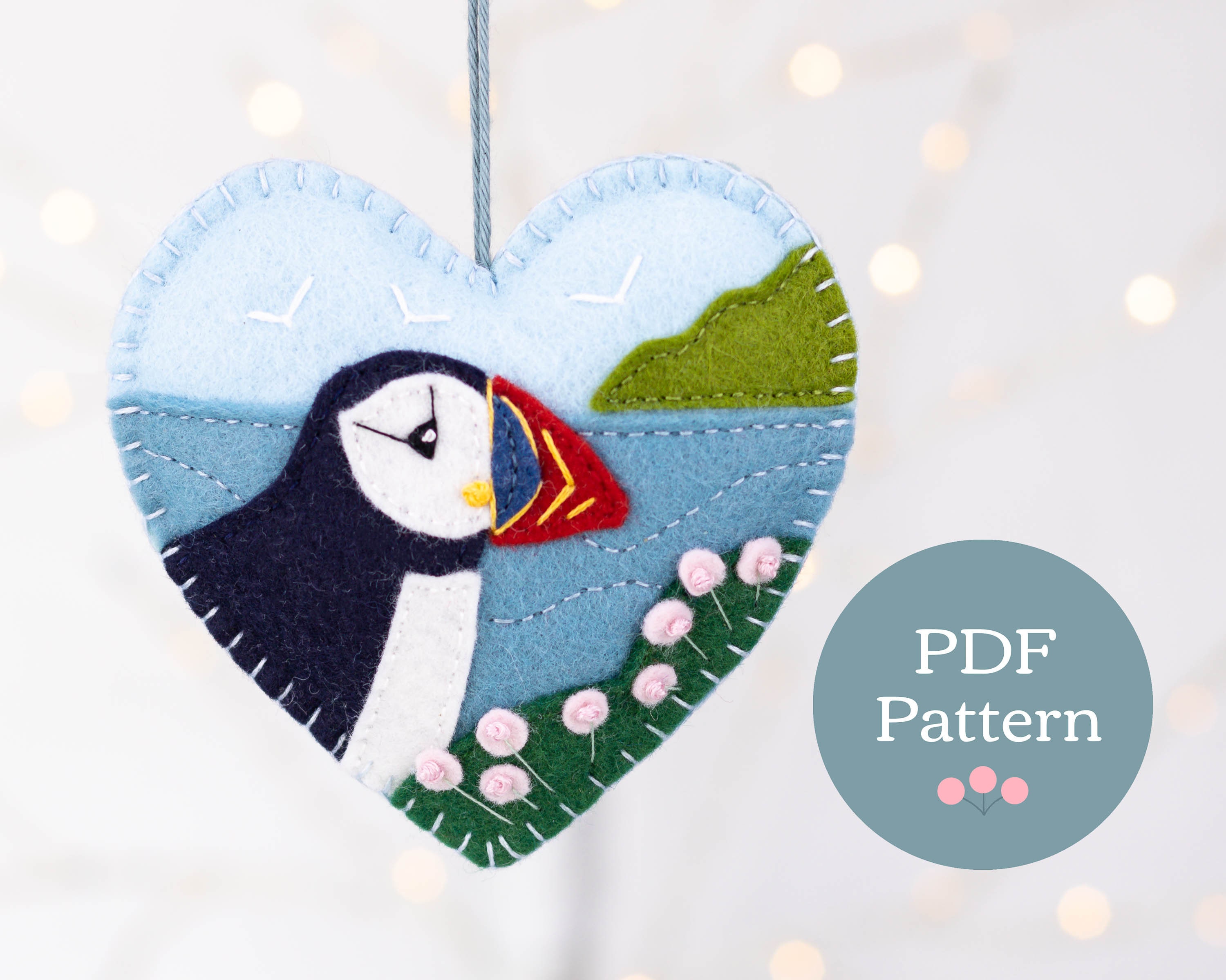 Puffin Heart Felt Ornament PDF Sewing Pattern Puffin Digital | Etsy