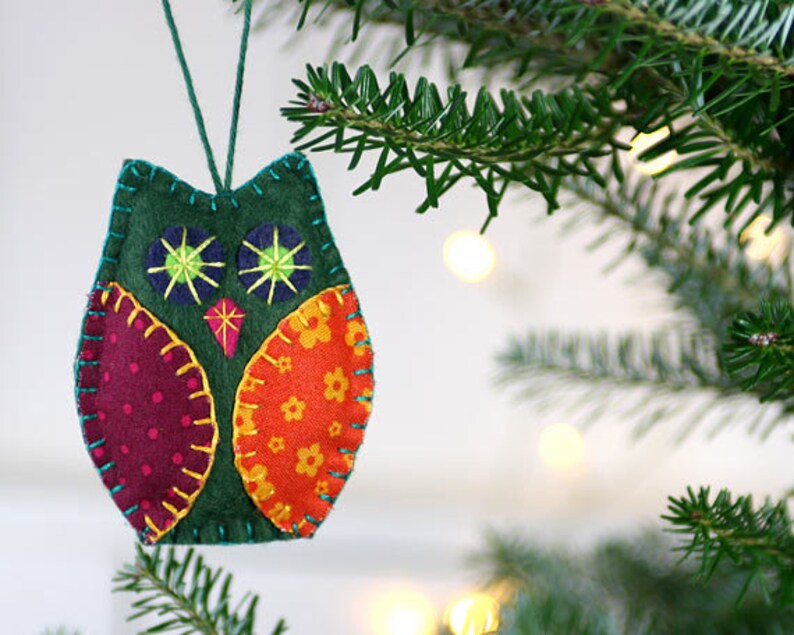 Felt owl ornaments Colourful felt owl Holiday ornaments Bird | Etsy