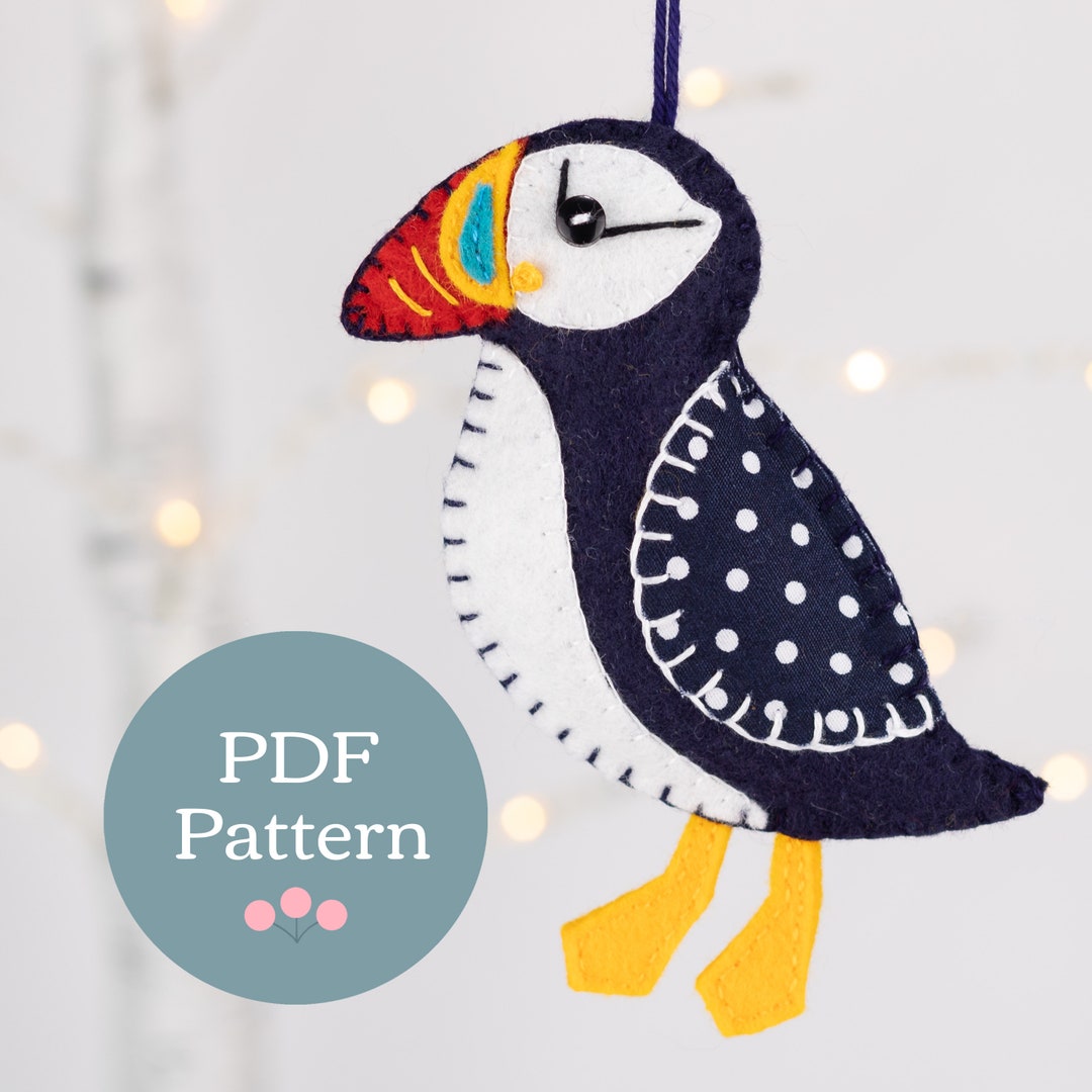 Felt Puffin Ornament PDF Sewing Pattern, Puffin Digital Pattern for ...