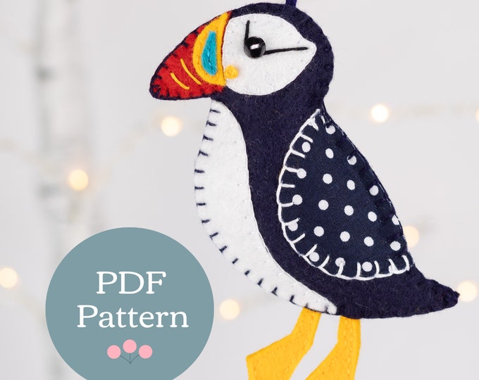 Felt Puffin Ornament PDF Sewing Pattern, Puffin Digital Pattern for ...