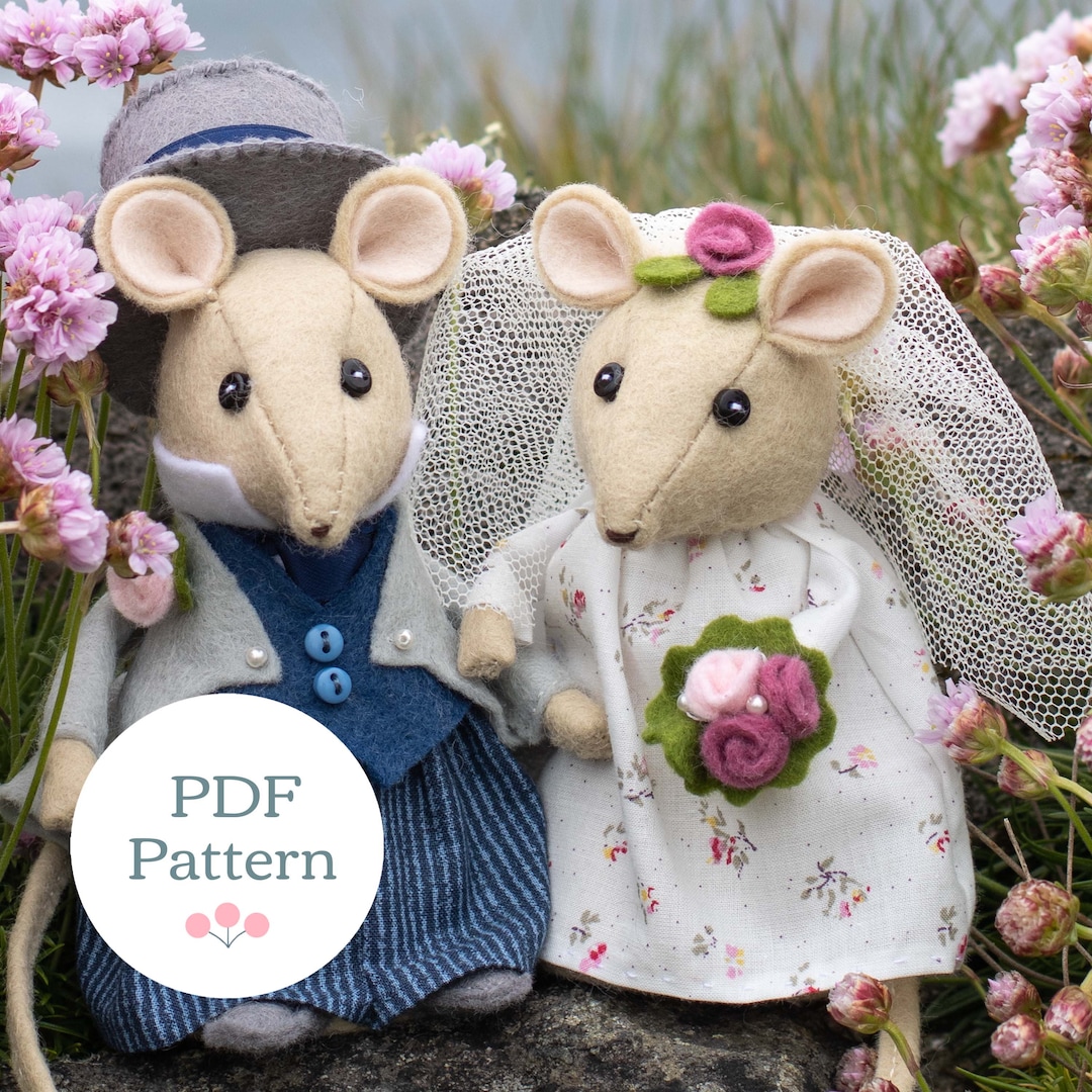 Mouse Wedding Cake Toppers Sewing Pattern, Felt Mice PDF Pattern - Etsy