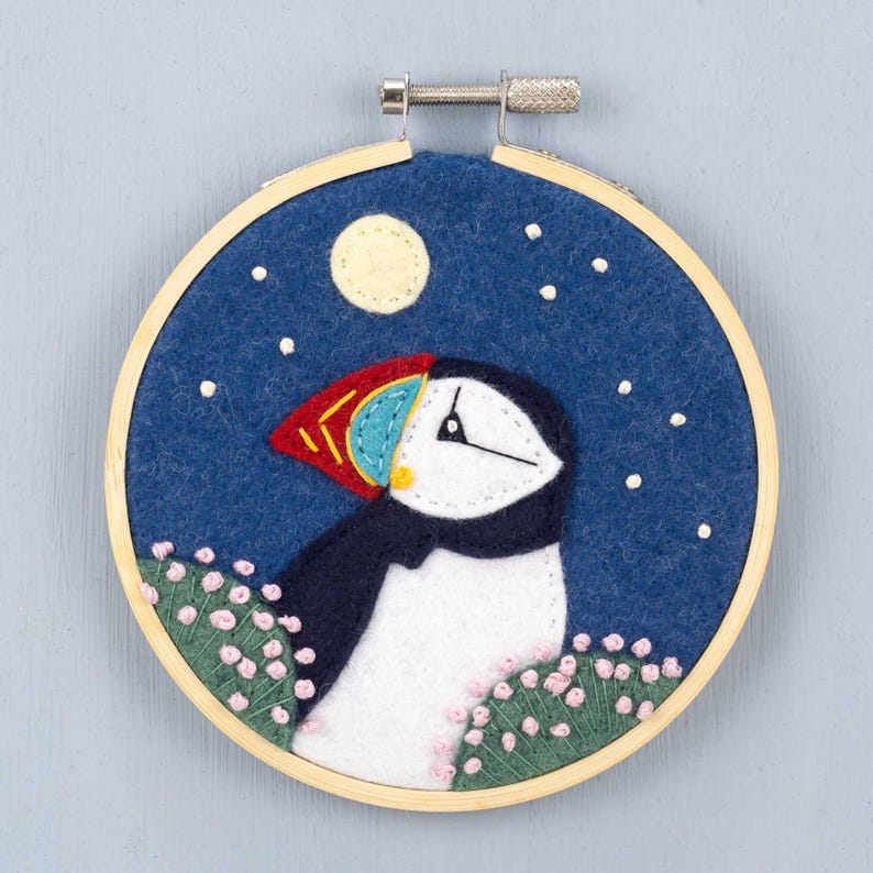 Hoop Framed Puffin Embroidery Pattern - Etsy