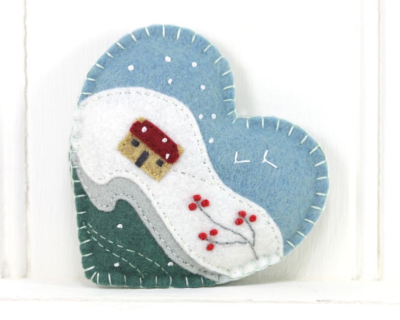 Snow Scene Felt Christmas Ornament Winter landscape Felt | Etsy
