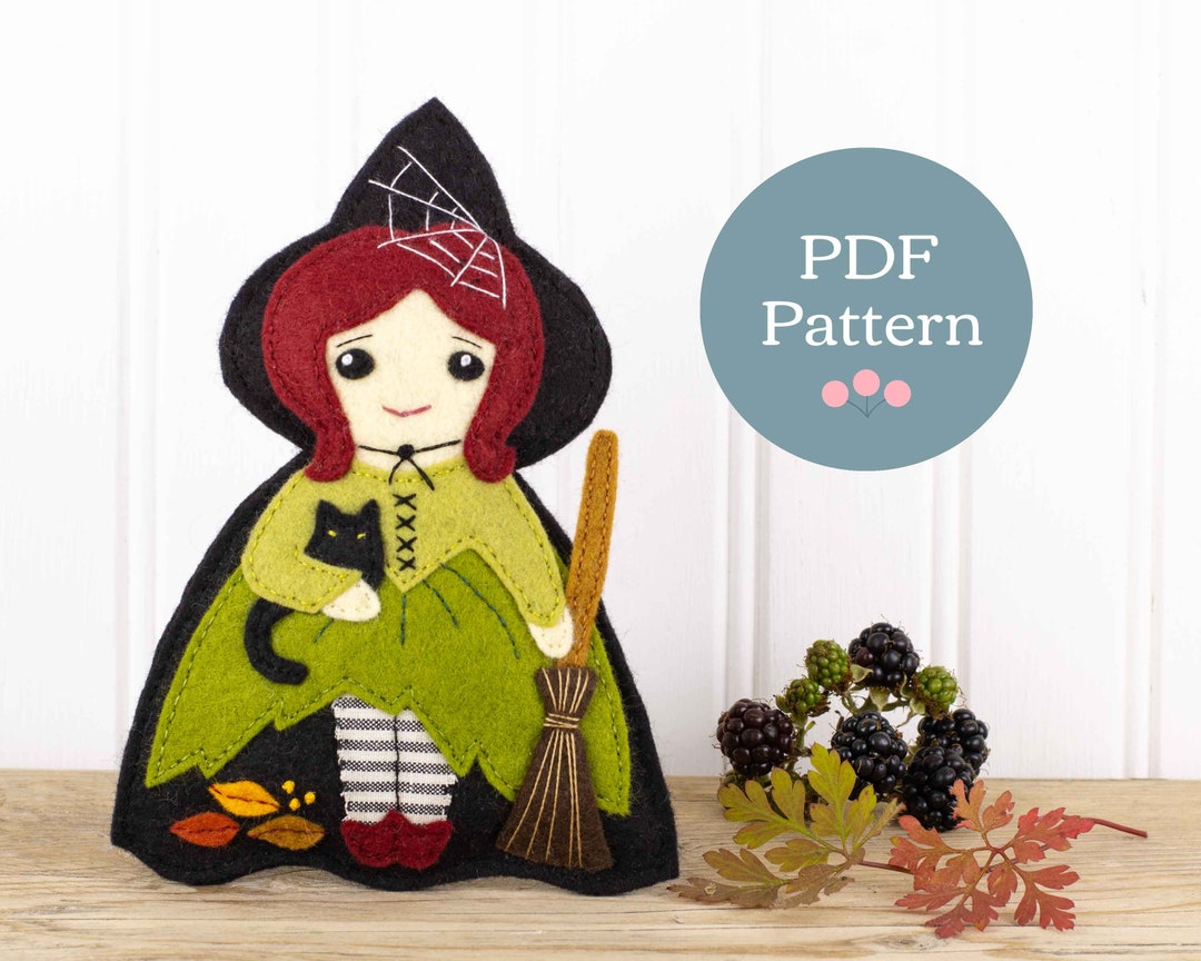 Witch Felt Ornament Sewing Pattern, Halloween Decor DIY - Etsy