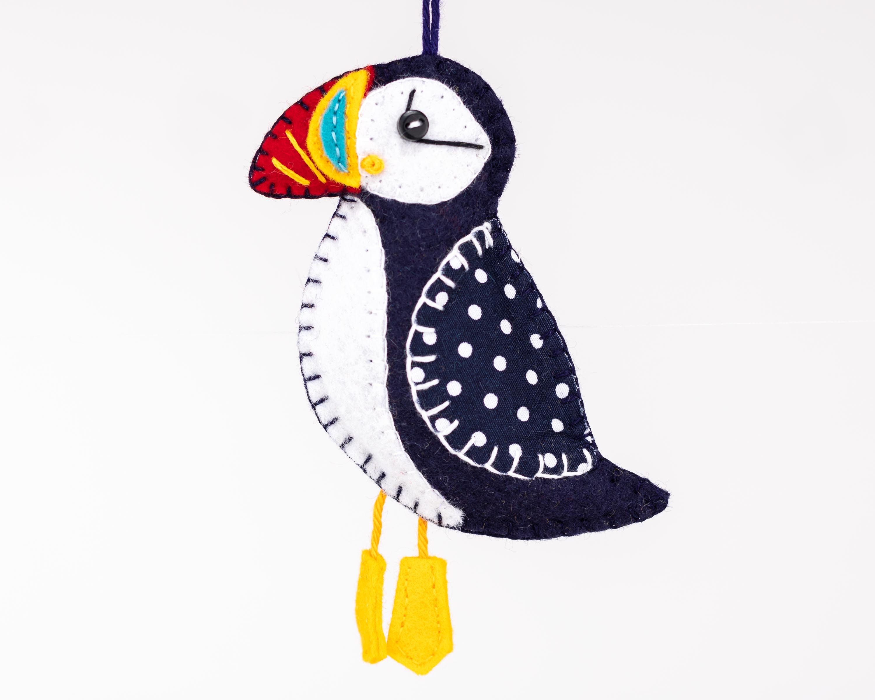 Felt puffin ornament Felt bird ornament Embroidered puffin | Etsy