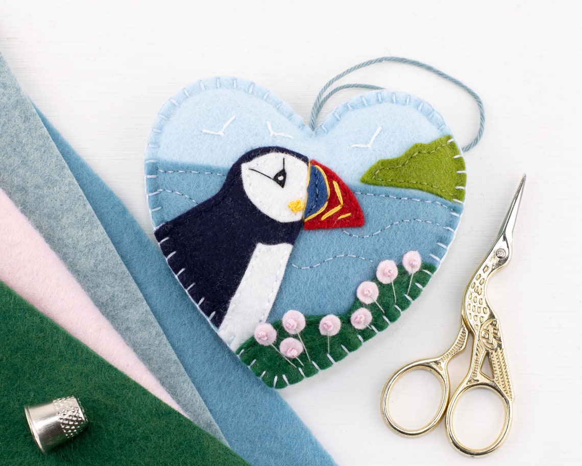 Puffin Heart Felt Ornament PDF Sewing Pattern Puffin Digital | Etsy