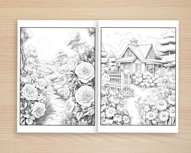 Printable Colouring Pages of Beautiful Flower Gardens - Colouring Pages ...