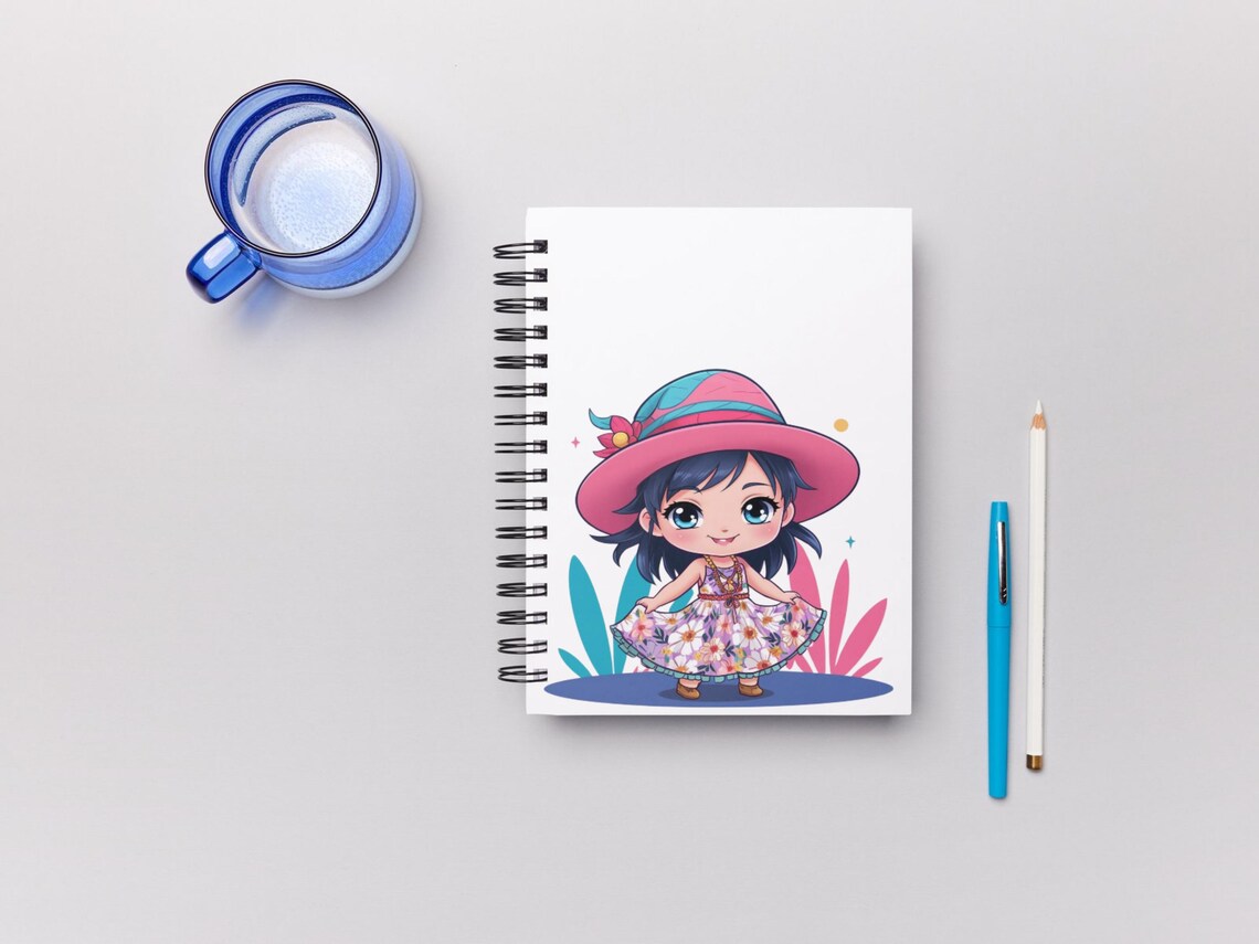 Summer Chibi Style Cute Girls Clip Art Bundle, Commercial or Personal ...