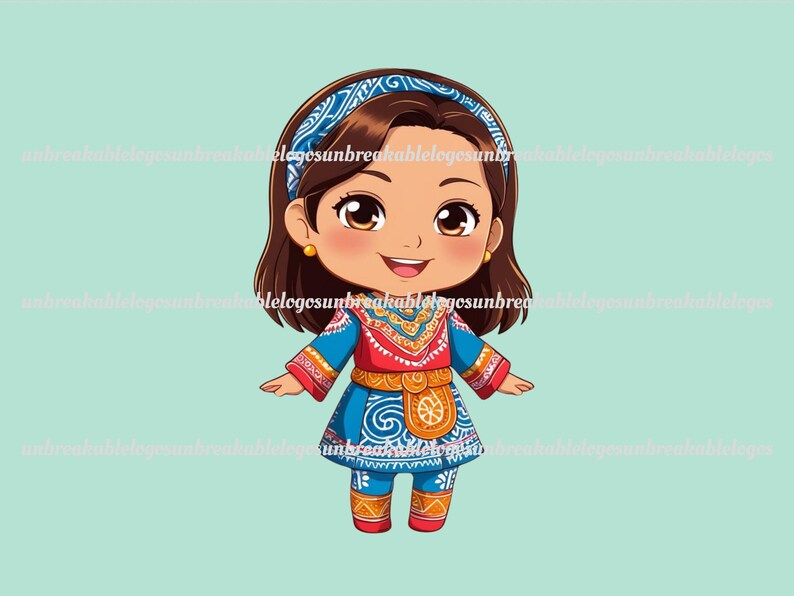 Summer Chibi Style Cute Girls Clip Art Bundle, Commercial or Personal ...