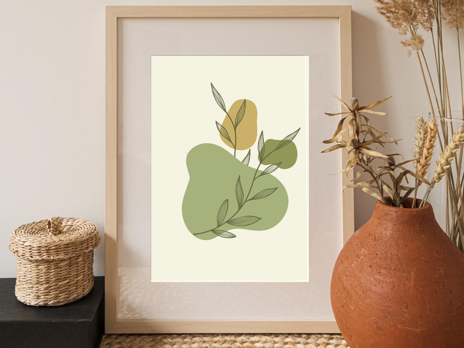 Modern Boho Art- Botanical Wall Art Set - Minimalist Greenery Prints ...