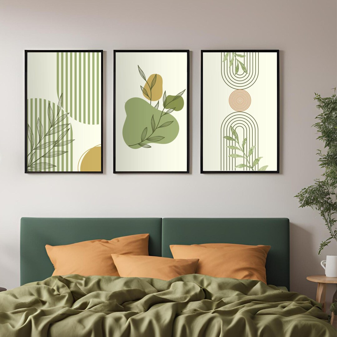 Modern Boho Art- Botanical Wall Art Set - Minimalist Greenery Prints ...