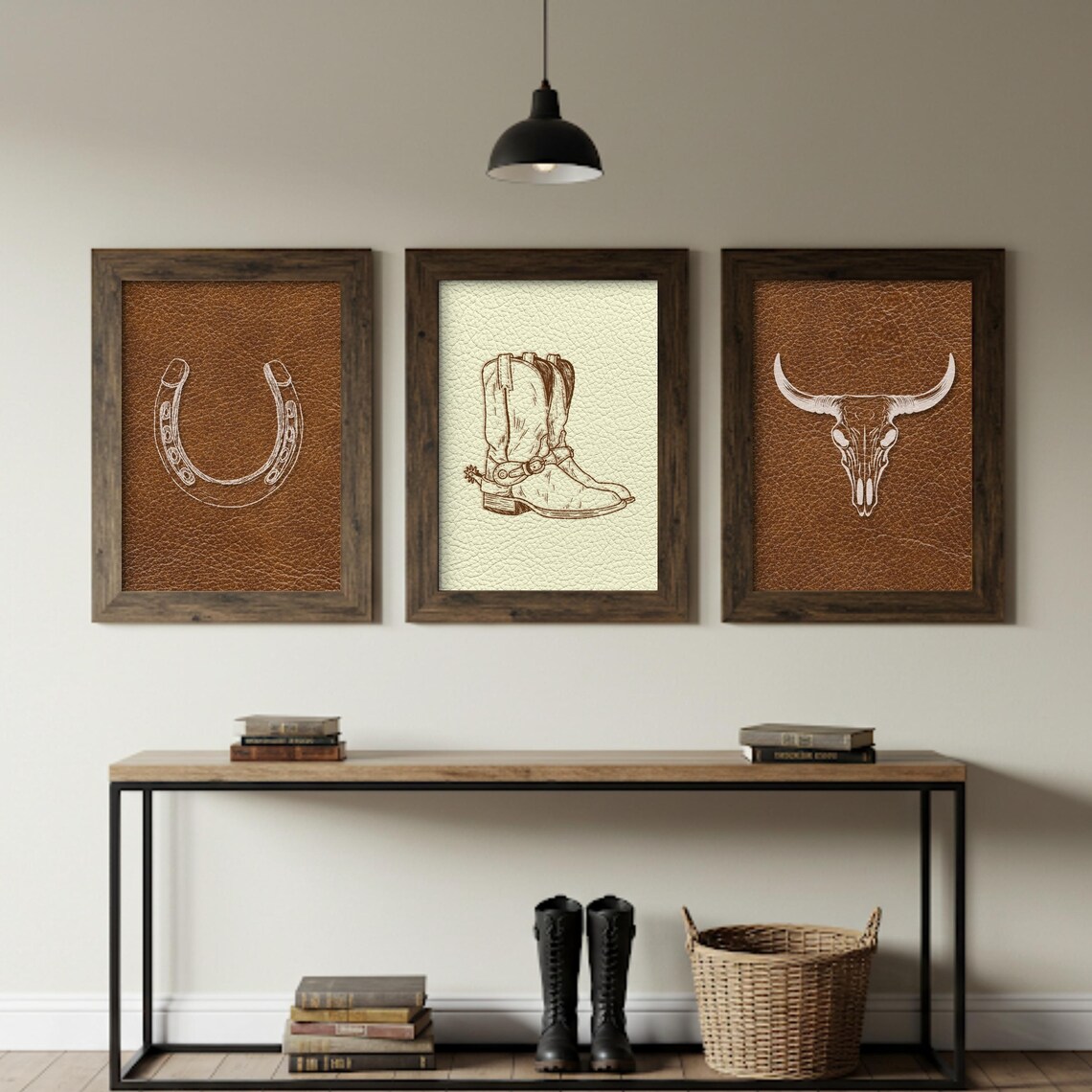 Vintage Western Rodeo Wall Art | Farmhouse Cowboy Decor | Leather ...