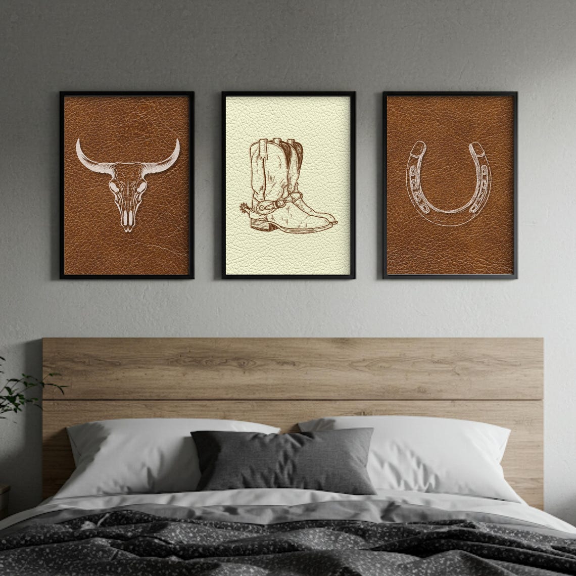 Vintage Western Rodeo Wall Art | Farmhouse Cowboy Decor | Leather ...