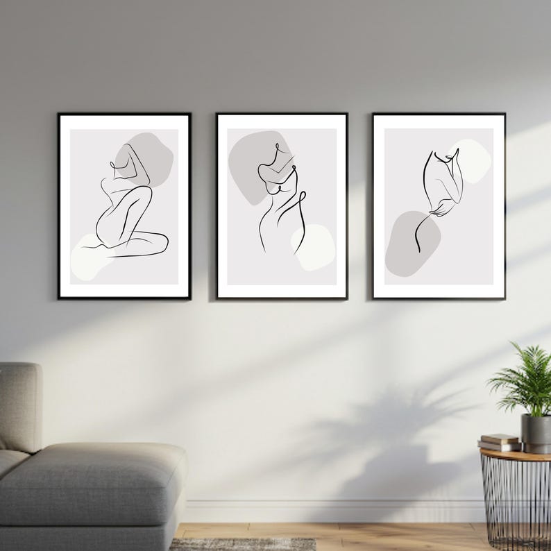 Láminas de figuras femeninas con arte lineal: elegante decoración de ...