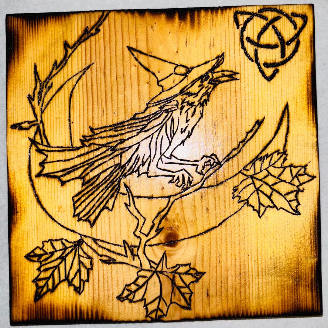 The Witch’s Raven: Handmade Raven Woodburning - Etsy