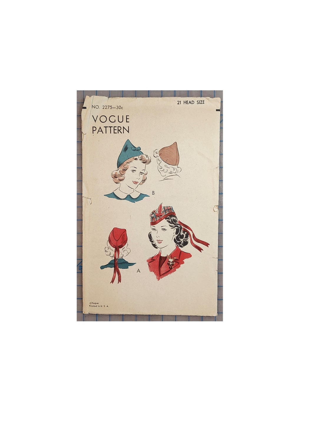 Vogue Sewing Pattern #2275 - ORIGINAL 1930s Ladies Scotch Cap and ...