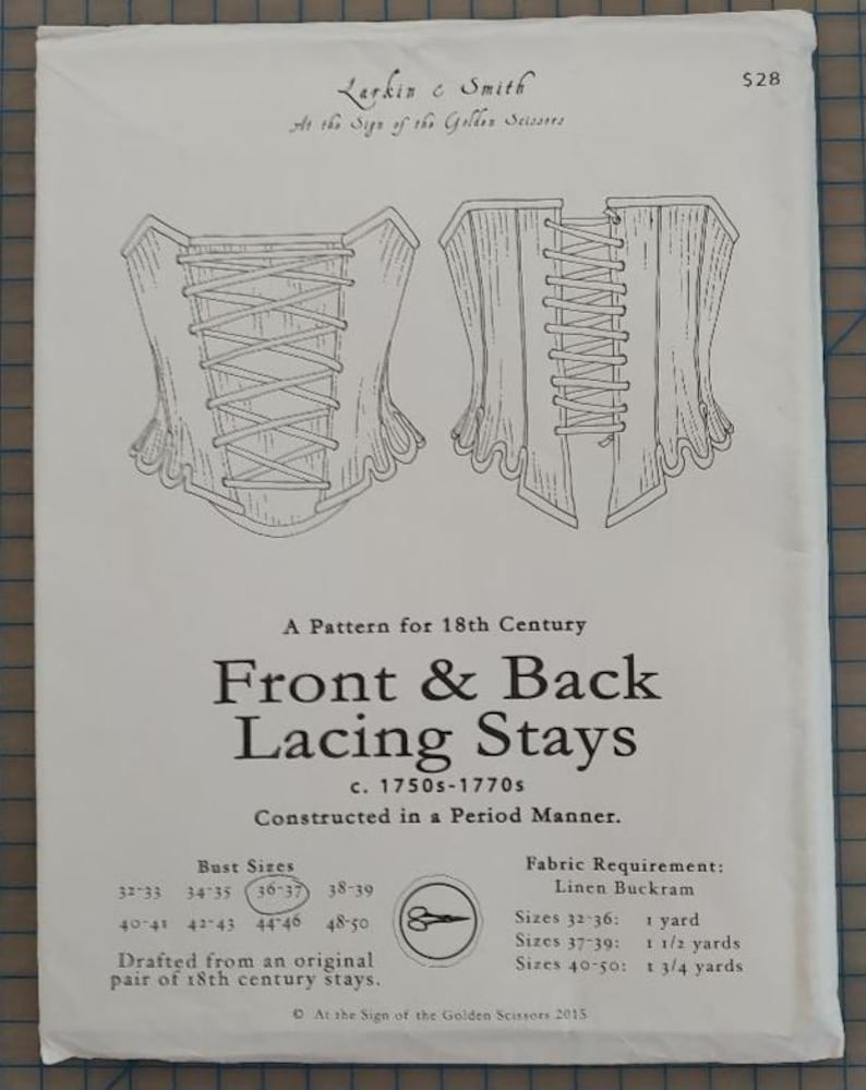 18th Century Front and Back Lacing Stays Sewing Pattern - Larkin ...