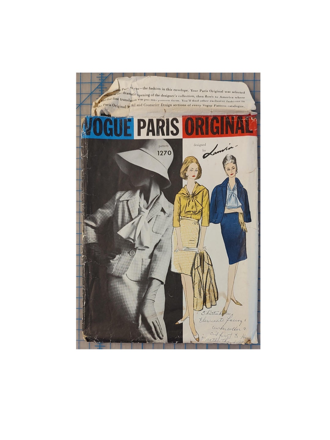 Vogue Paris Original Sewing Pattern #1270 by Lanvin - ORIGINAL 1963 ...