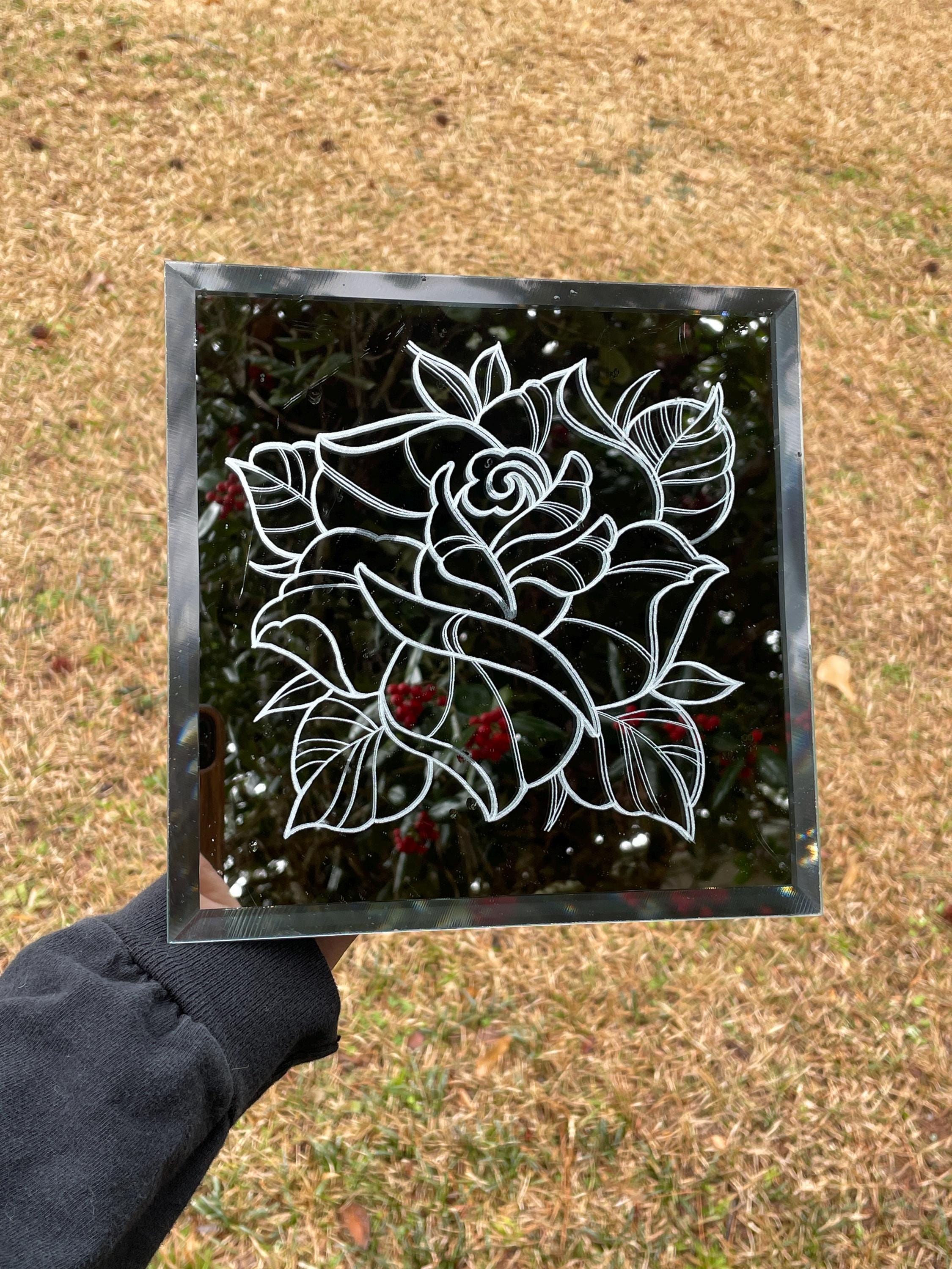 Rose Engraved Mirror - Home Decor - Etsy