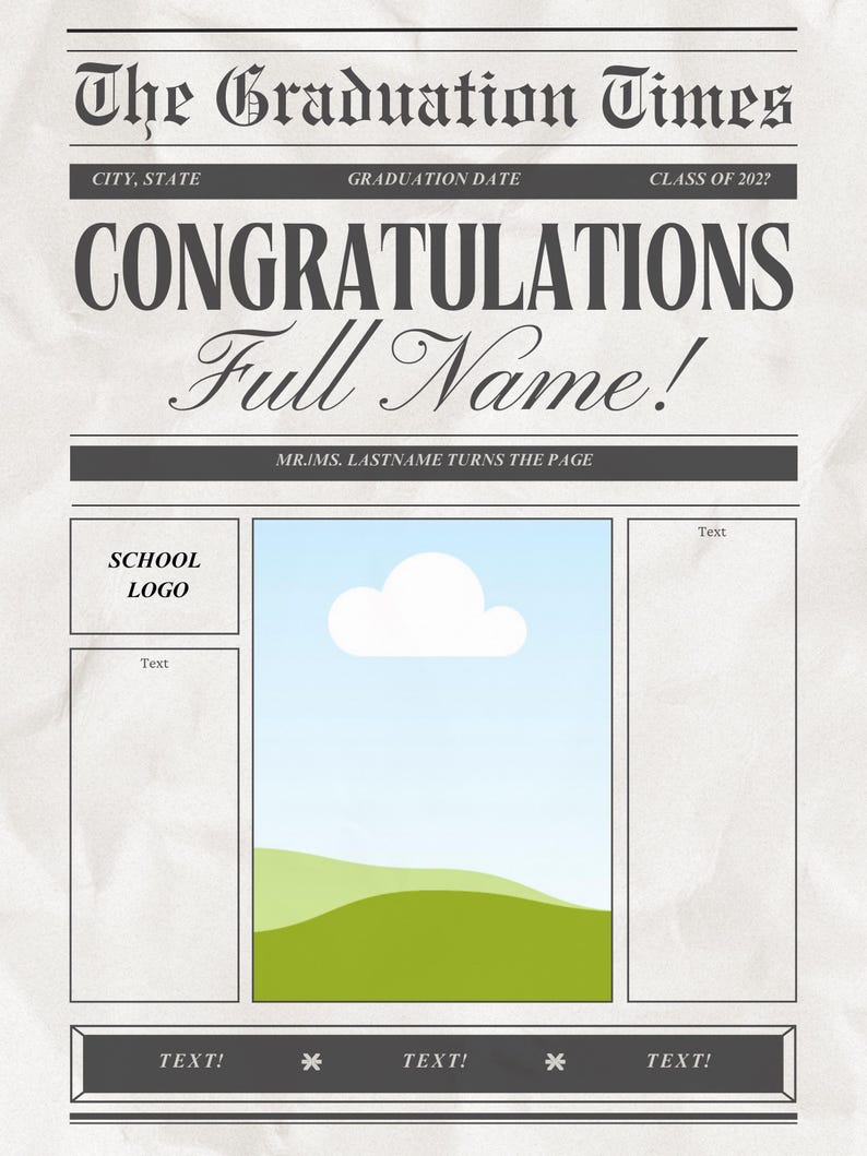 Graduation Newspaper Canva Template - Etsy