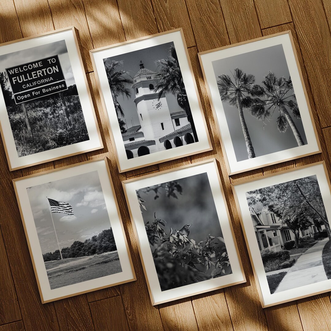 Fullerton Black and White Photos Set of 6, 2, 3, 4, 5 California Photos ...