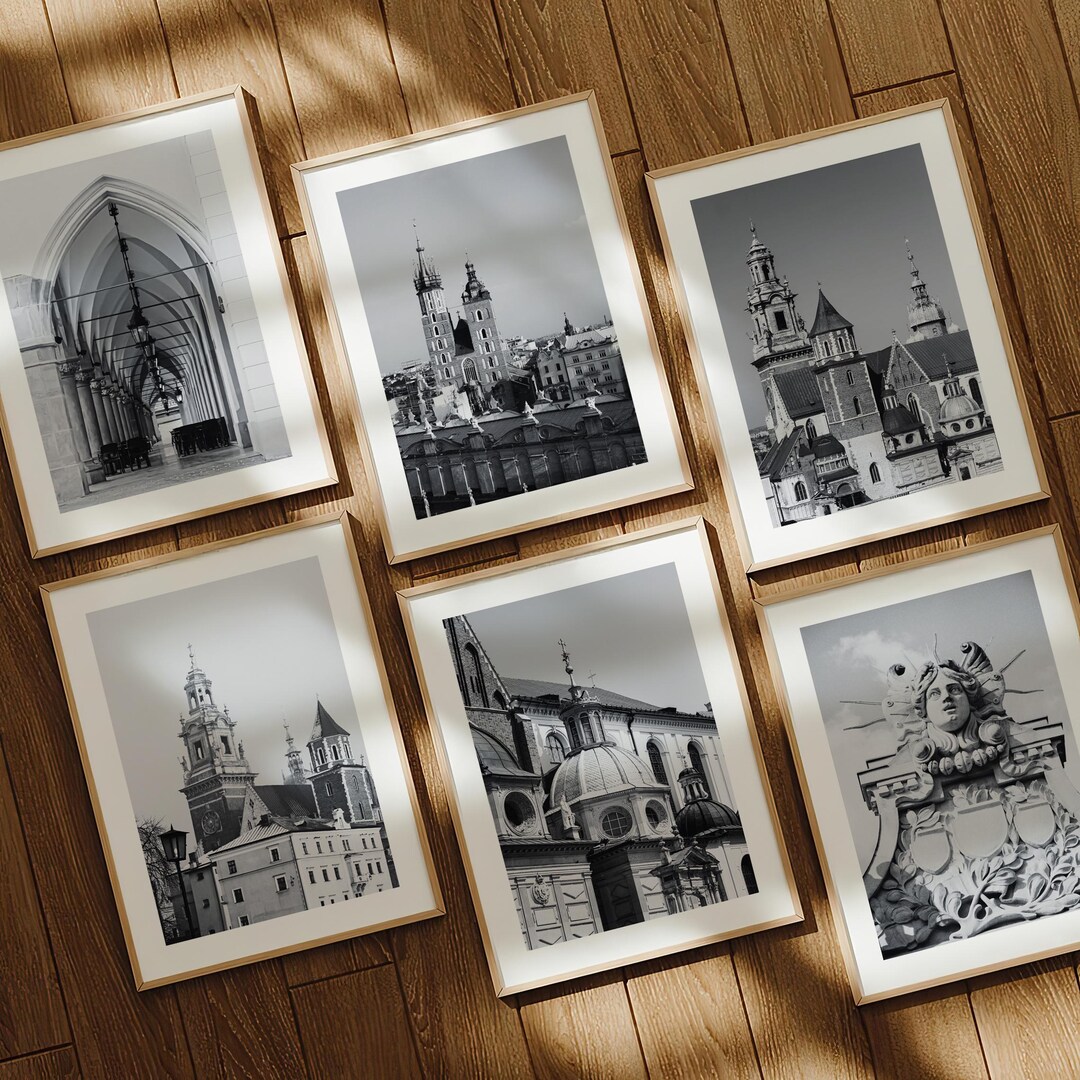 Krakow Black and White Photos Set of 6, 2, 3, 4, 5 Poland Photos Prints ...