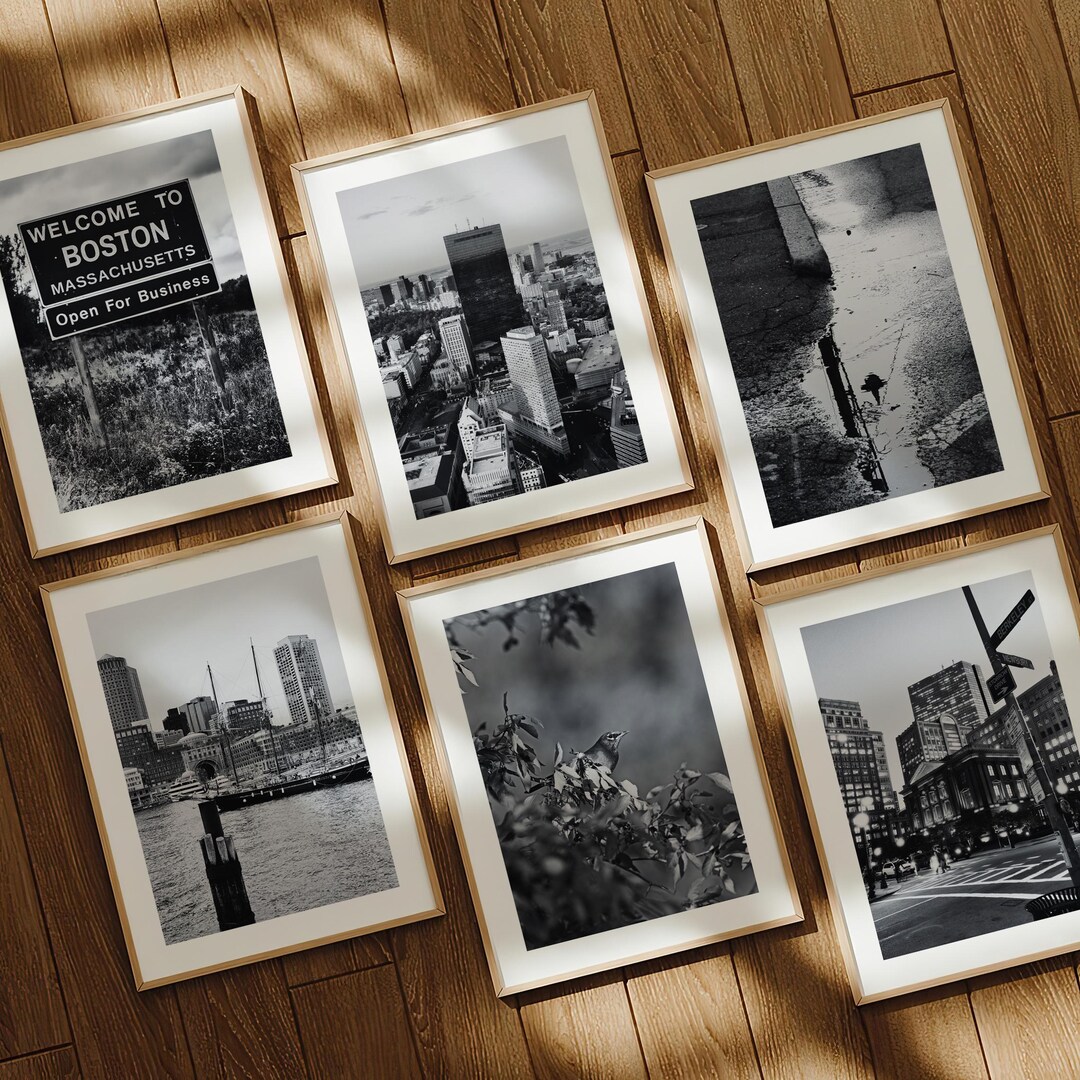Boston Black and White Photos Set of 6, 2, 3, 4, 5 Massachusetts Photos ...