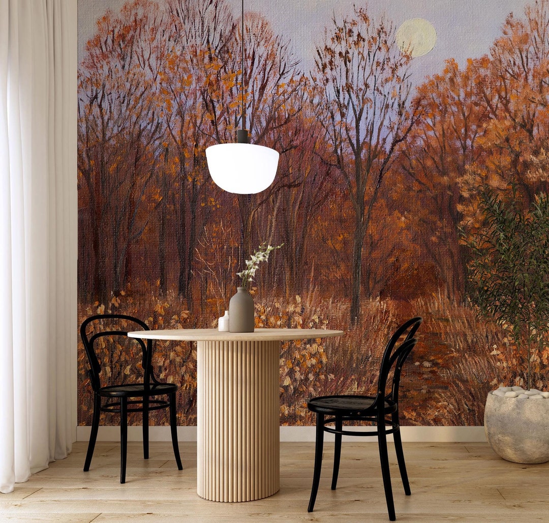 Autumn Forest Wall Mural | Fall Foliage Wallpaper | Rustic Woodland ...