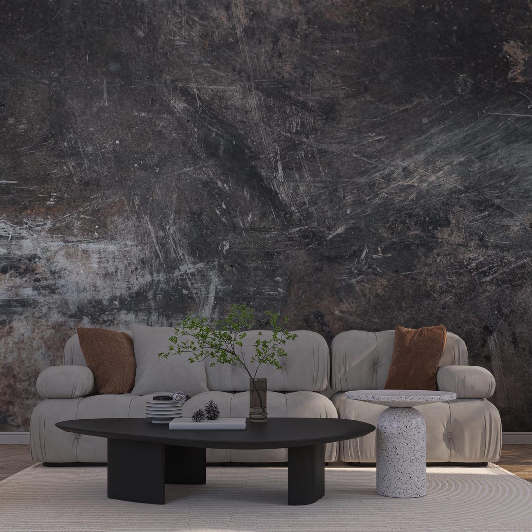 Dark Concrete Wallpaper, Rusty Look Wallpaper, Peel and Stick Wallpaper ...