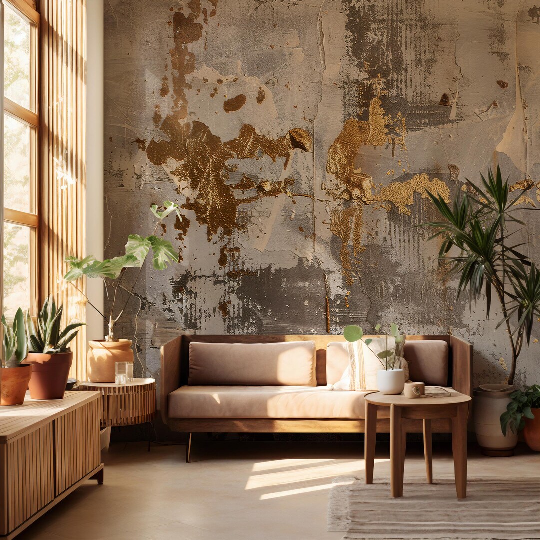 Gold Abstract Concrete Texture Wall Mural - Loft Decor - Etsy