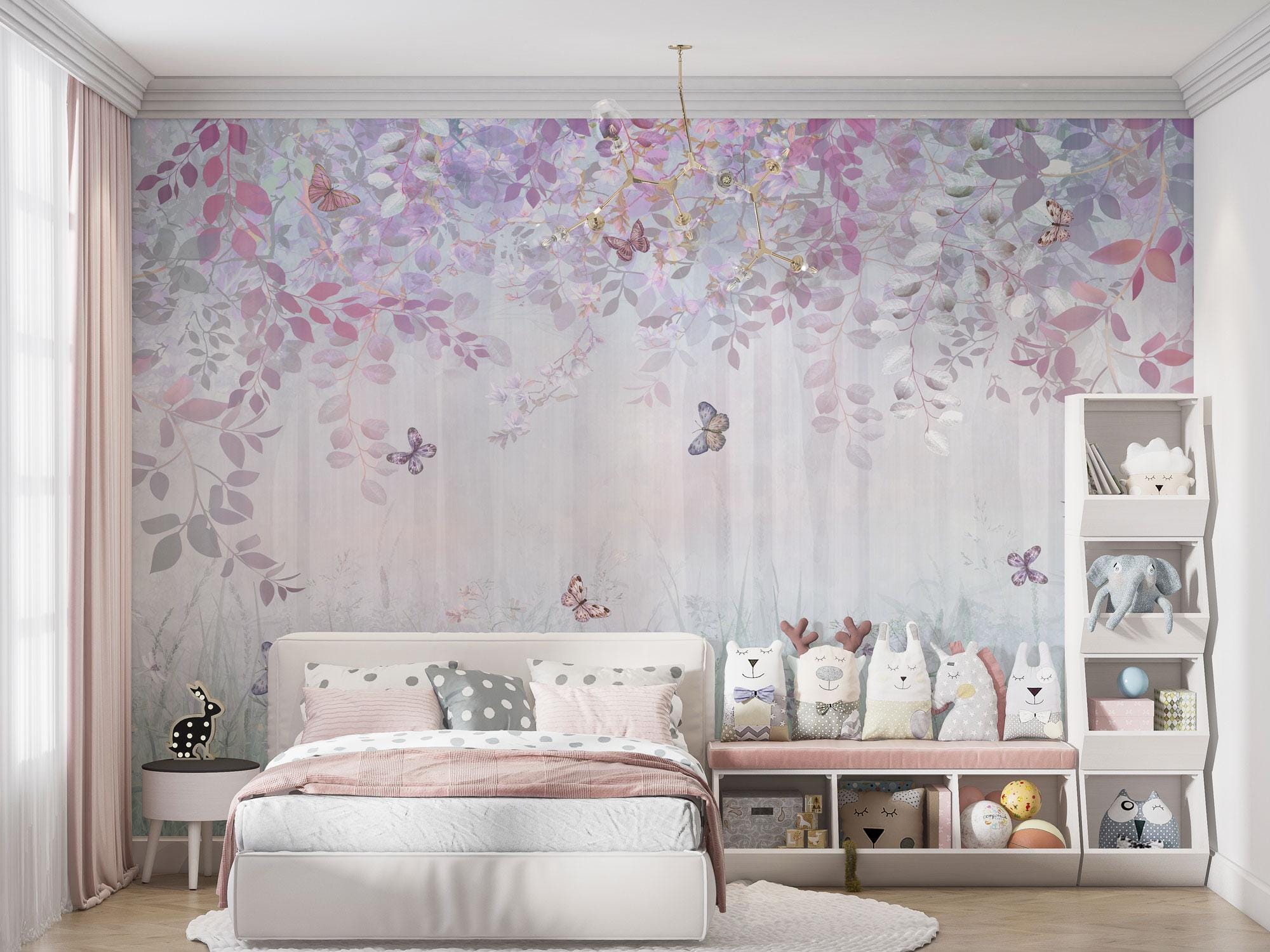 Soft Pastel Butterfly Wall Mural: Whimsical Nursery Peel and Stick ...