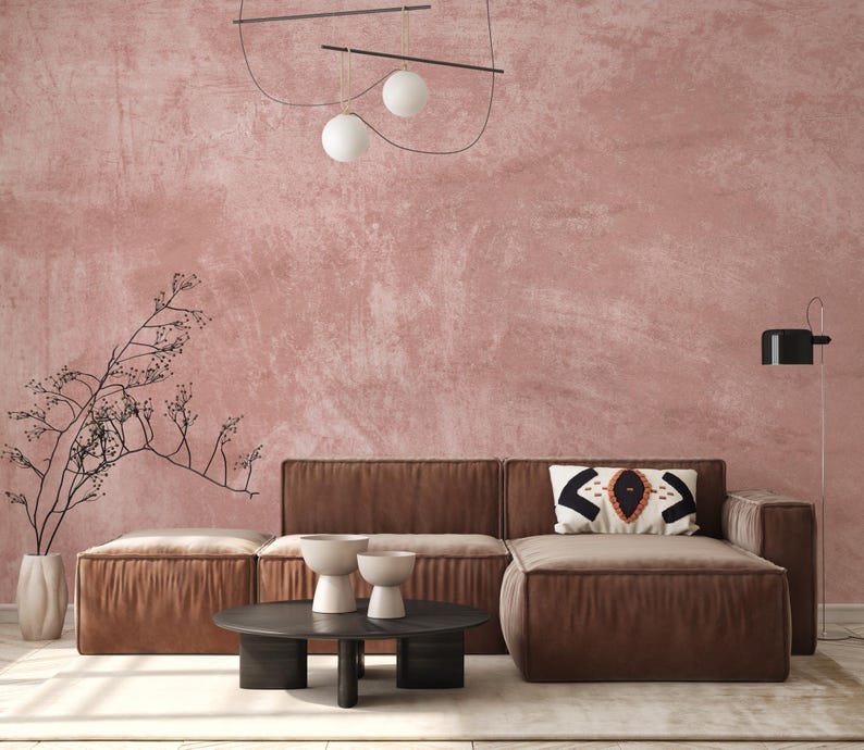 Pink Textured Concrete Wallpaper: Removable Peel and Stick Wall Mural ...