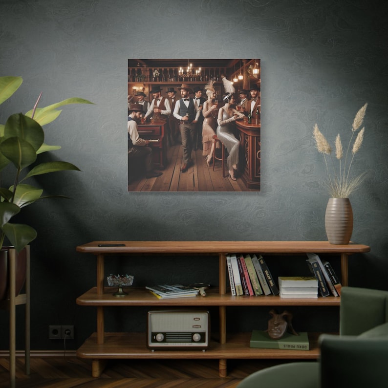 Vintage Bar Scene Canvas Art, Retro Home Decor, 1920s Wall Art ...