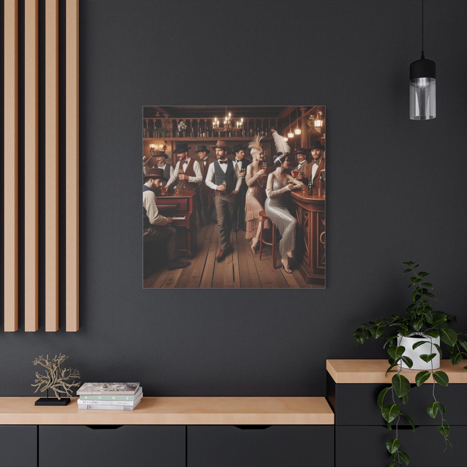 Vintage Bar Scene Canvas Art, Retro Home Decor, 1920s Wall Art ...