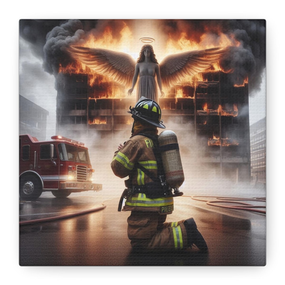 Firefighter Angel Matte Canvas: Inspirational Hero Wall Art - Etsy