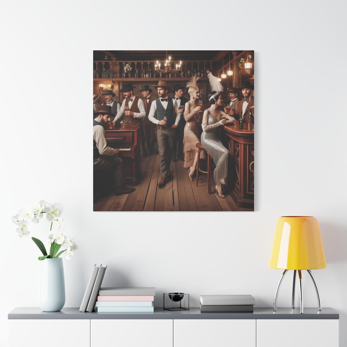 Vintage Bar Scene Canvas Art, Retro Home Decor, 1920s Wall Art ...