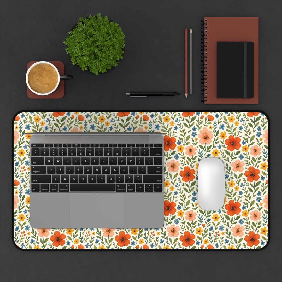 Floral Desk Mat: Botanical Neoprene Workspace Accessory - Etsy