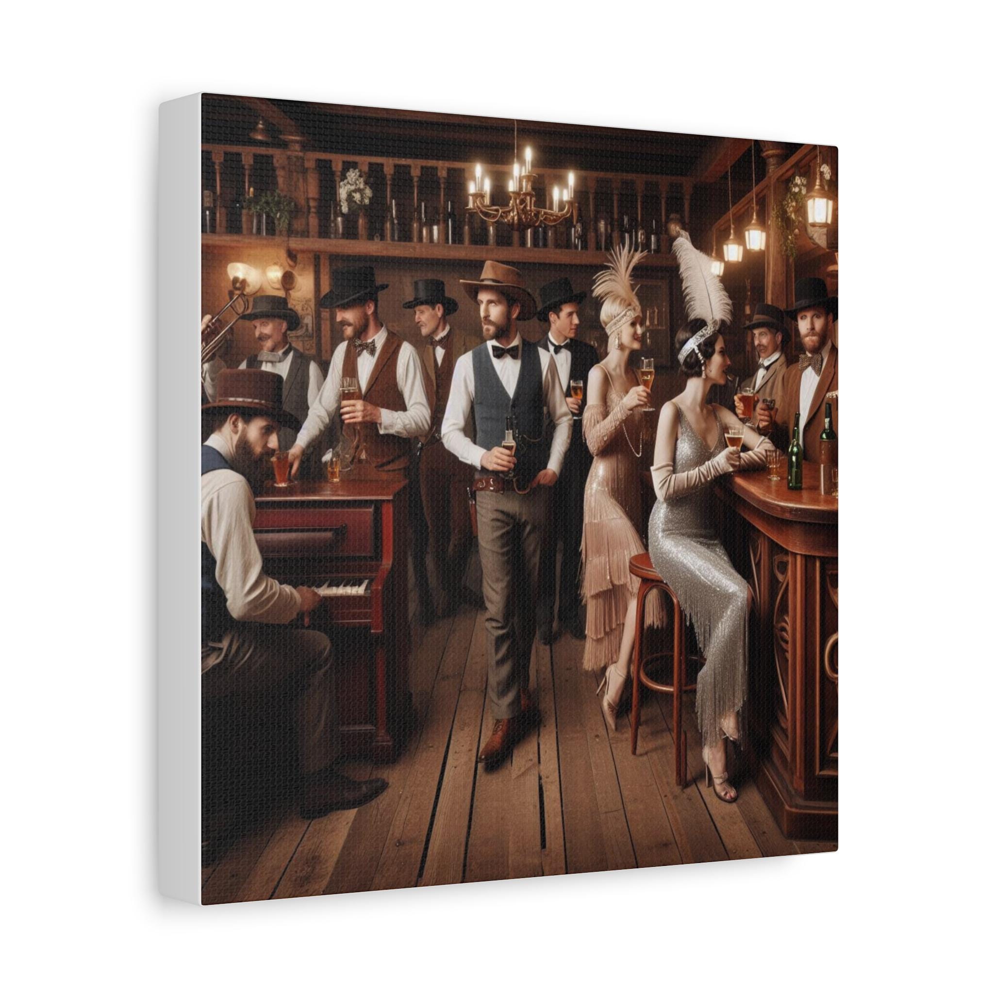 Vintage Bar Scene Canvas Art, Retro Home Decor, 1920s Wall Art ...