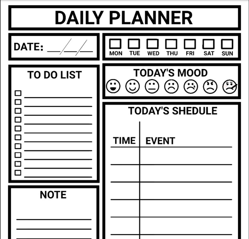 Printable Daily Planner - Etsy