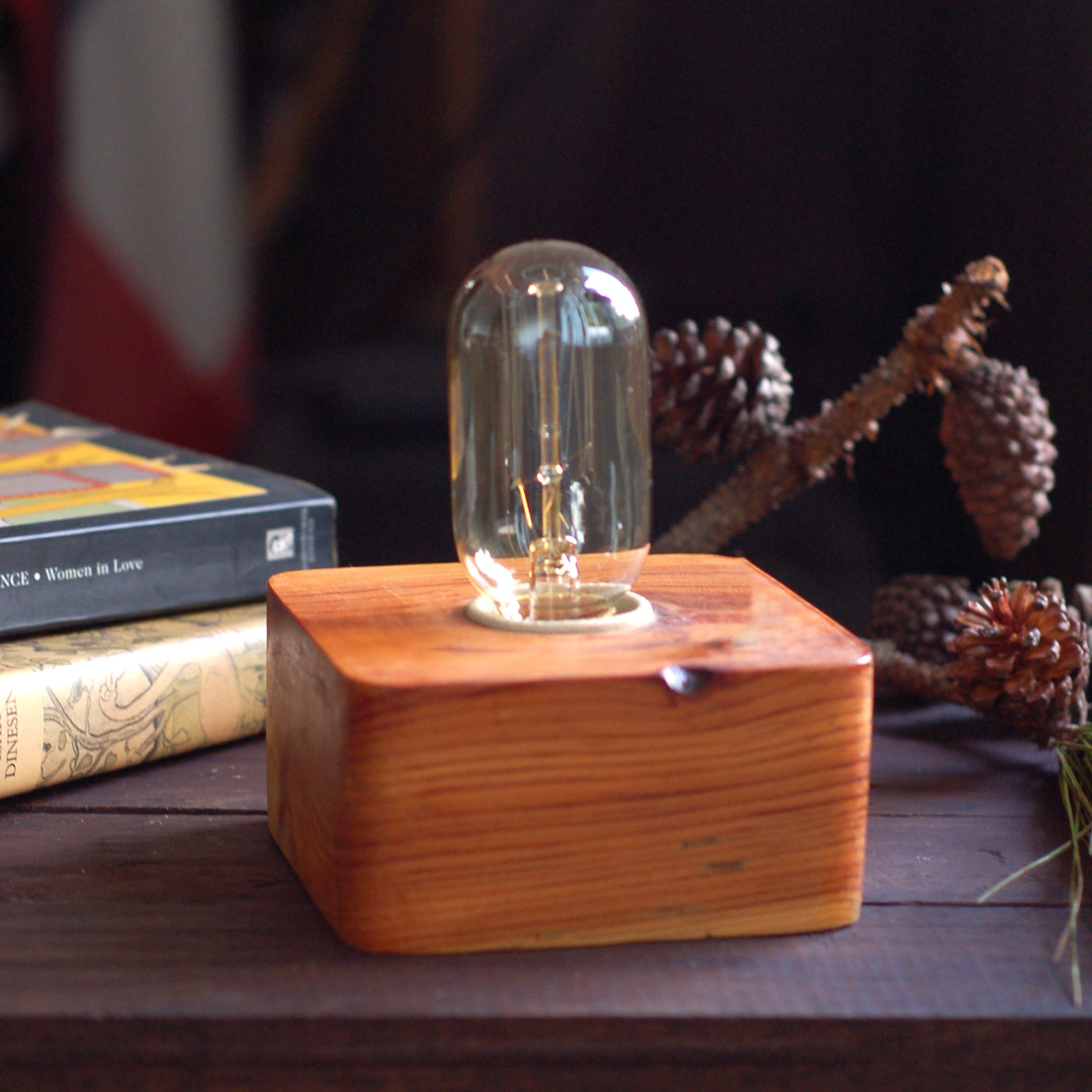 Edison Lamp Dimmable Desk Lamp Wood Bedside Lamp - Etsy